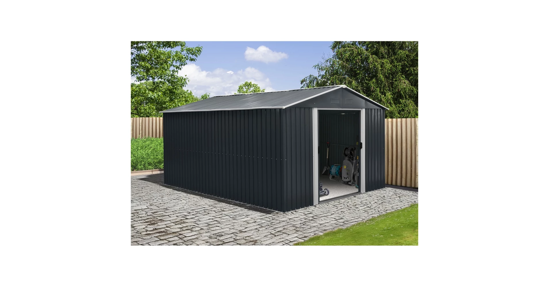 Riwall PRO RMSA 12x10 Anthracite fém kerti tároló 3 x 3,7 m ...